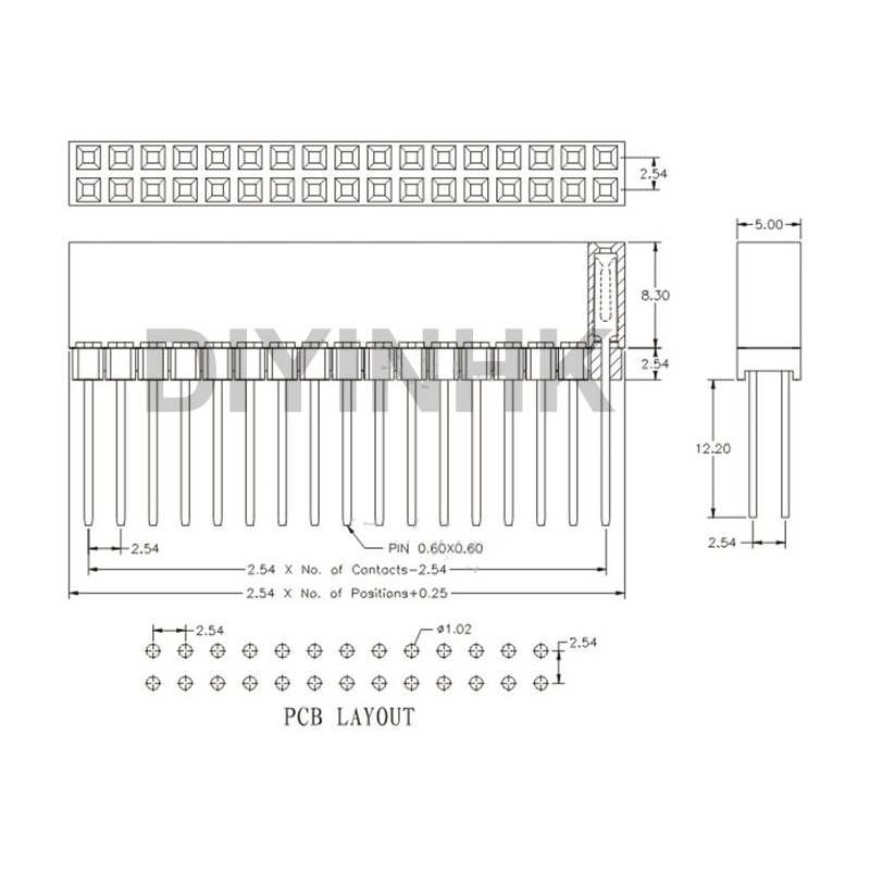 PC104 2x20P 2x10P 2.54mm spacing female long pin header