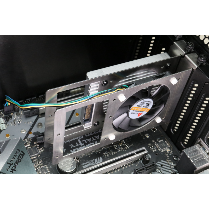 Multi function PCIe slot metal plate M.2 SSD cooling fan 2.5 mount